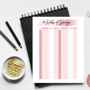 52 Week Savings Tracker Pritnable, Pink Tracker, Printable Saving ...