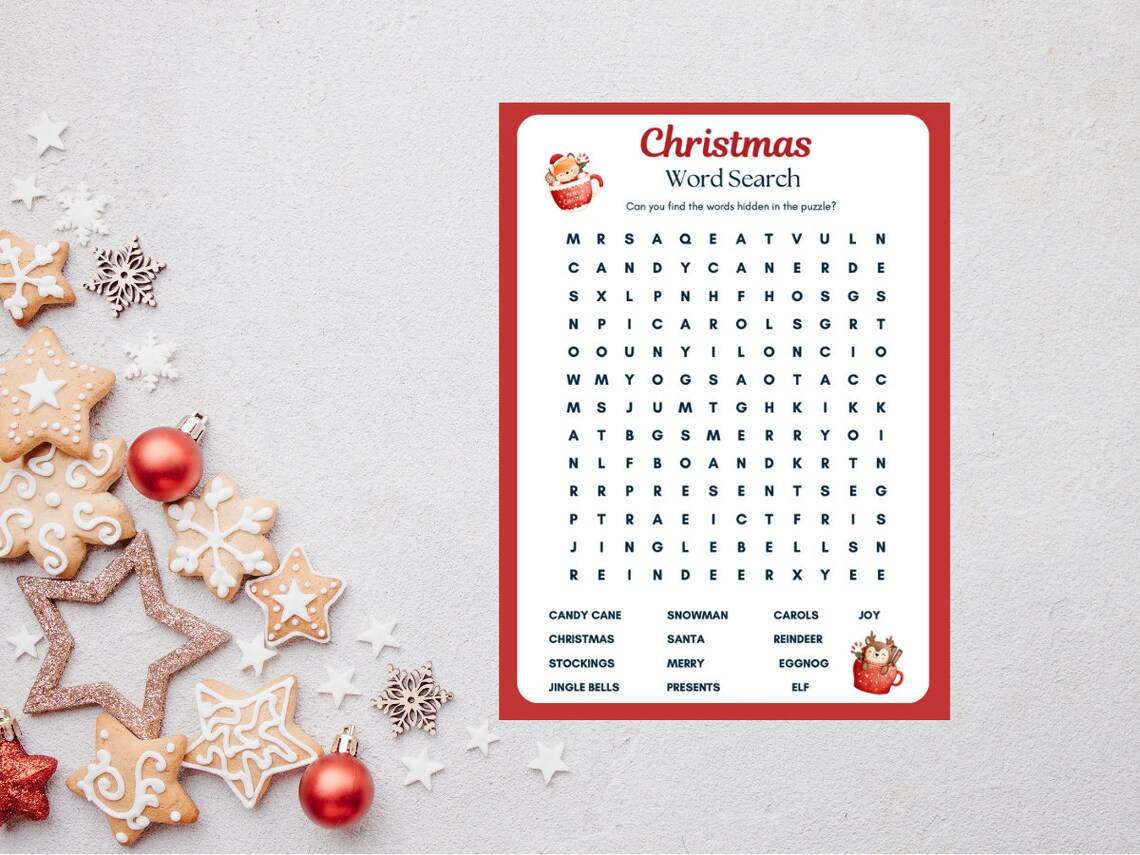 Christmas Word Search Printable Word Search Holiday Word - Etsy