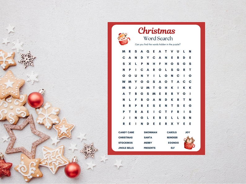 Christmas Word Search Printable Word Search Holiday Word - Etsy