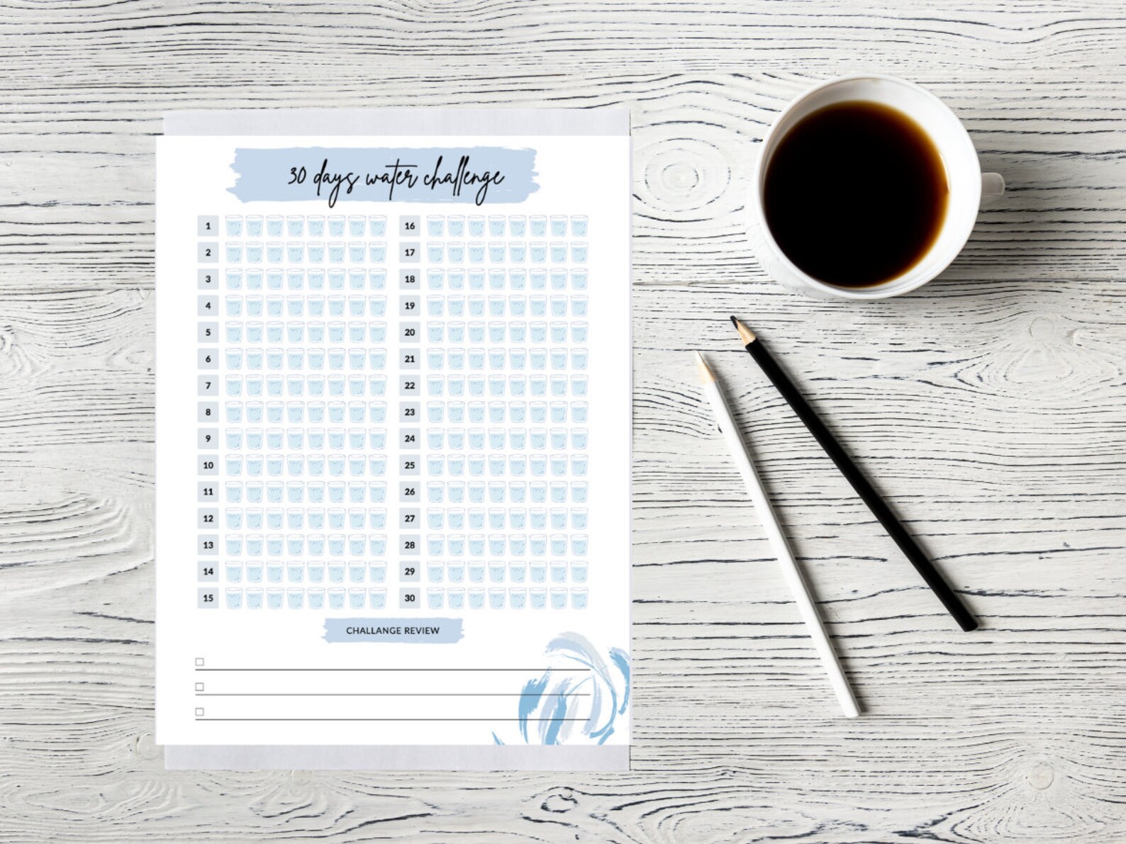 30 Day Water Tracker Printable, Daily Water Intake Log, Printable Water ...