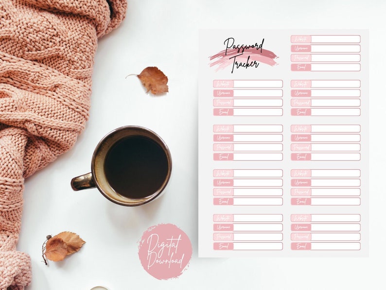 Printable Password Tracker, Password Log, Digital Download, Password ...
