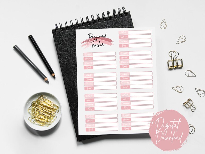 Printable Password Tracker, Password Log, Digital Download, Password ...
