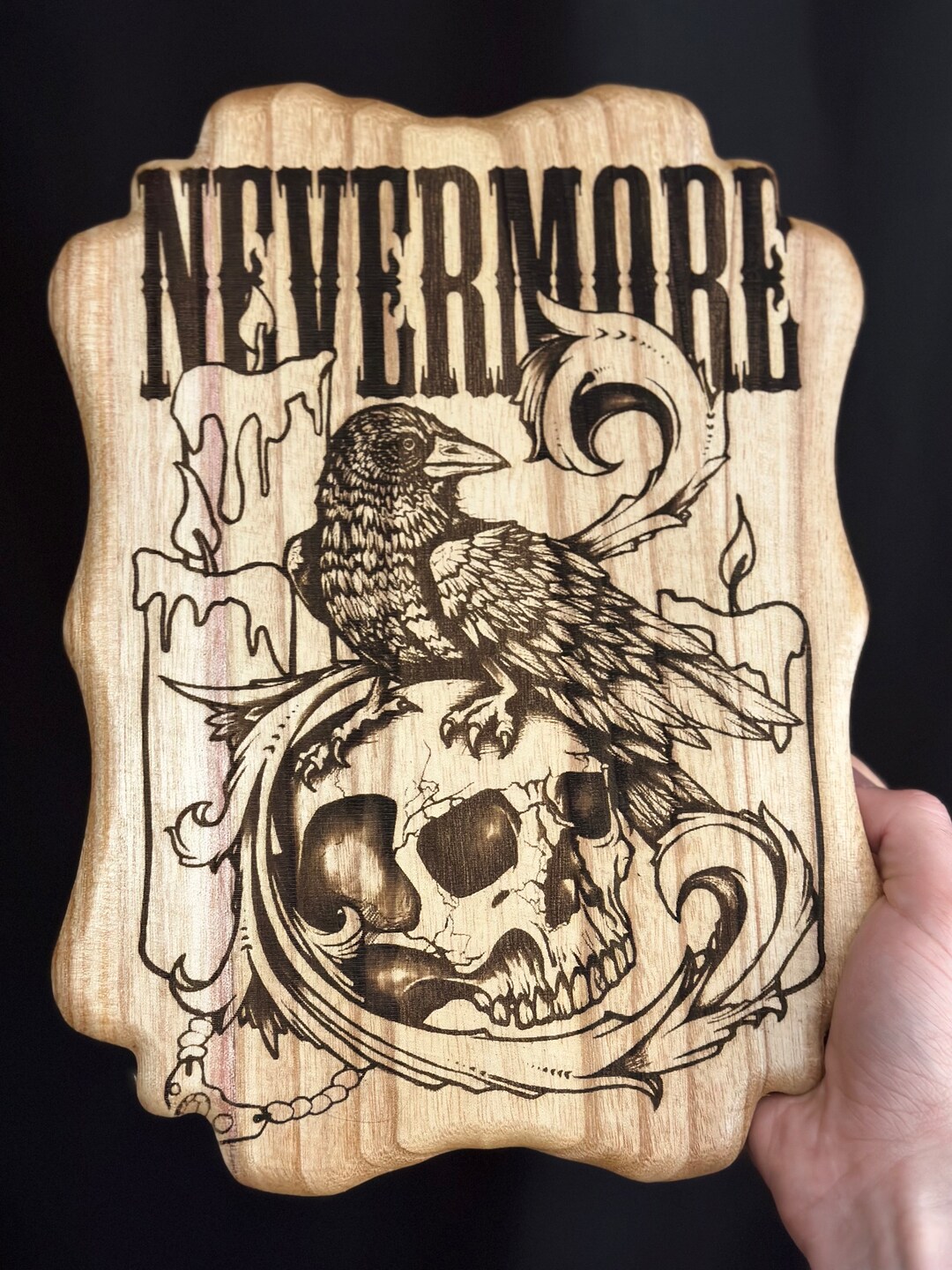 Wooden Raven Nevermore Wall Hanger - Laser Cut Shield Wall Plaque - Etsy