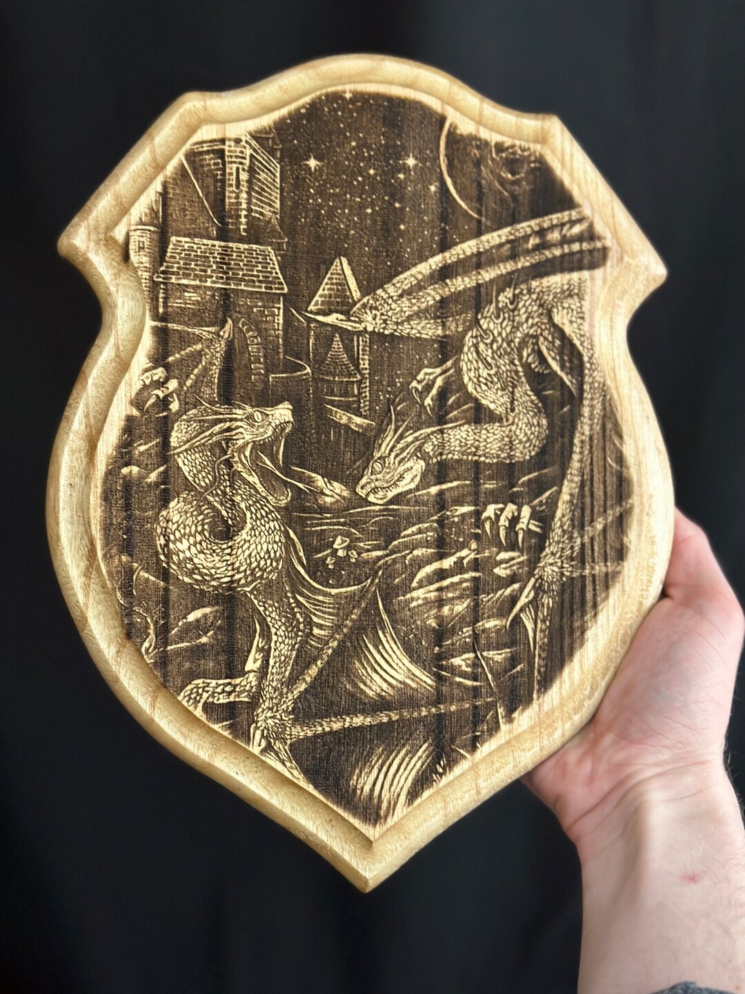 Wooden Dragon Wall Hanger - Laser Cut Shield Wall Plaque - Etsy