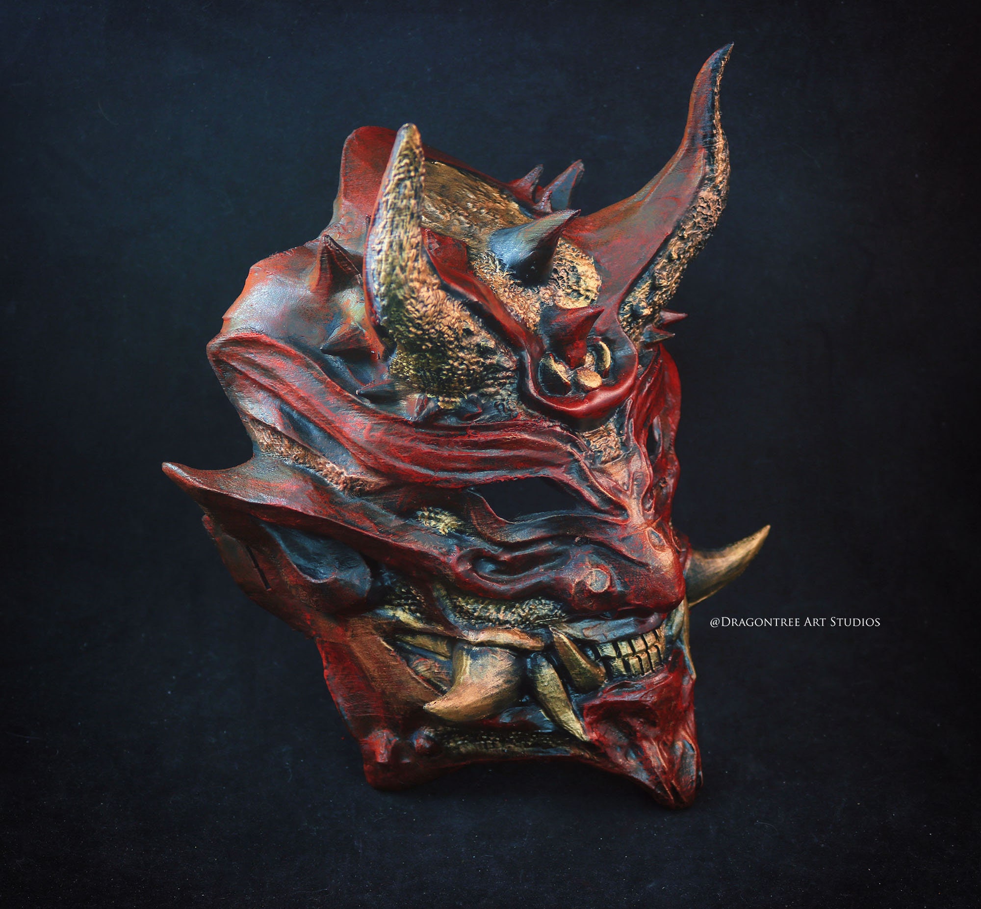 Wearable Oni Mask V3 Full Face Mask Red and Gold - Etsy