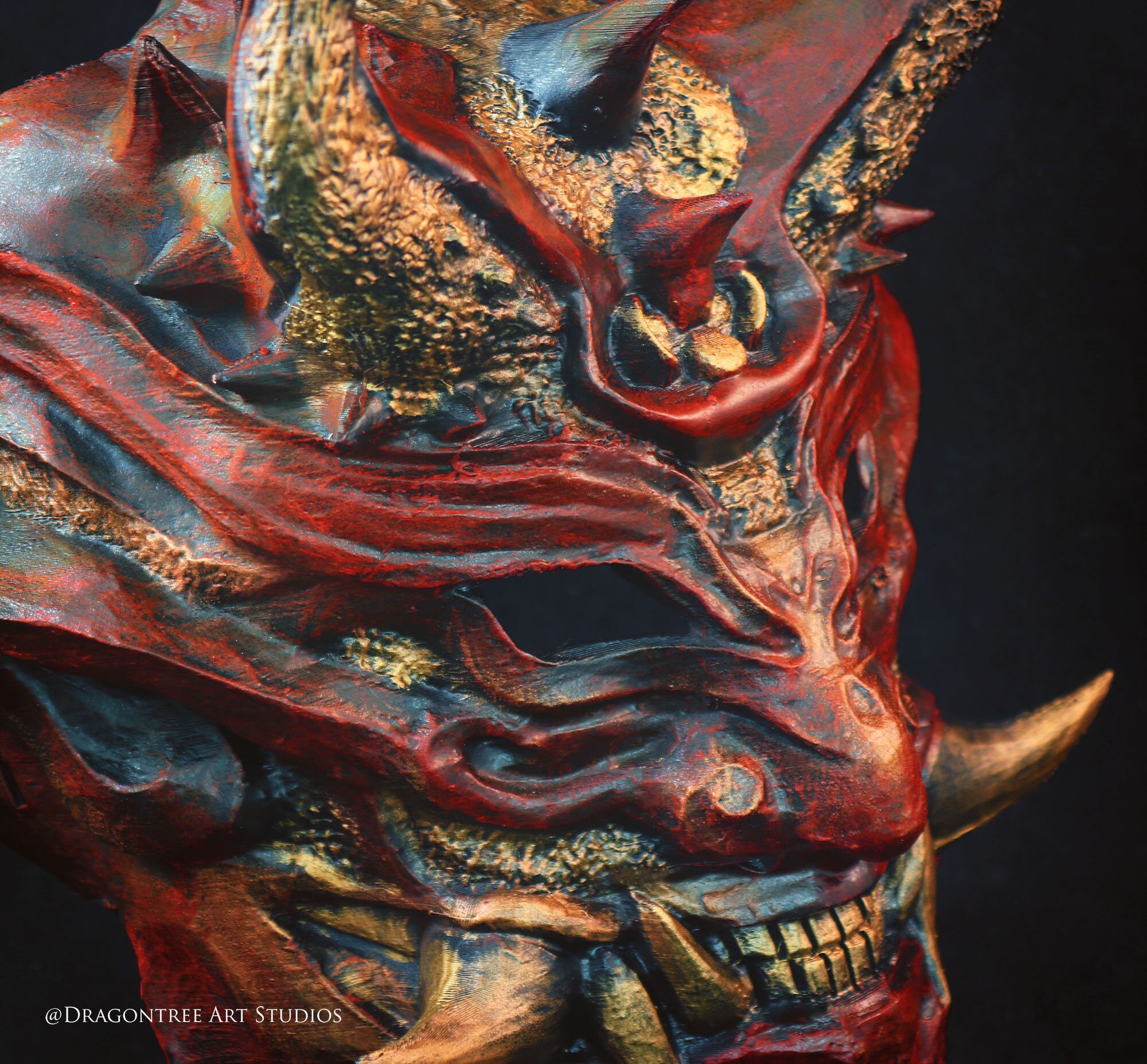 Wearable Oni Mask V3 Full Face Mask Red and Gold - Etsy