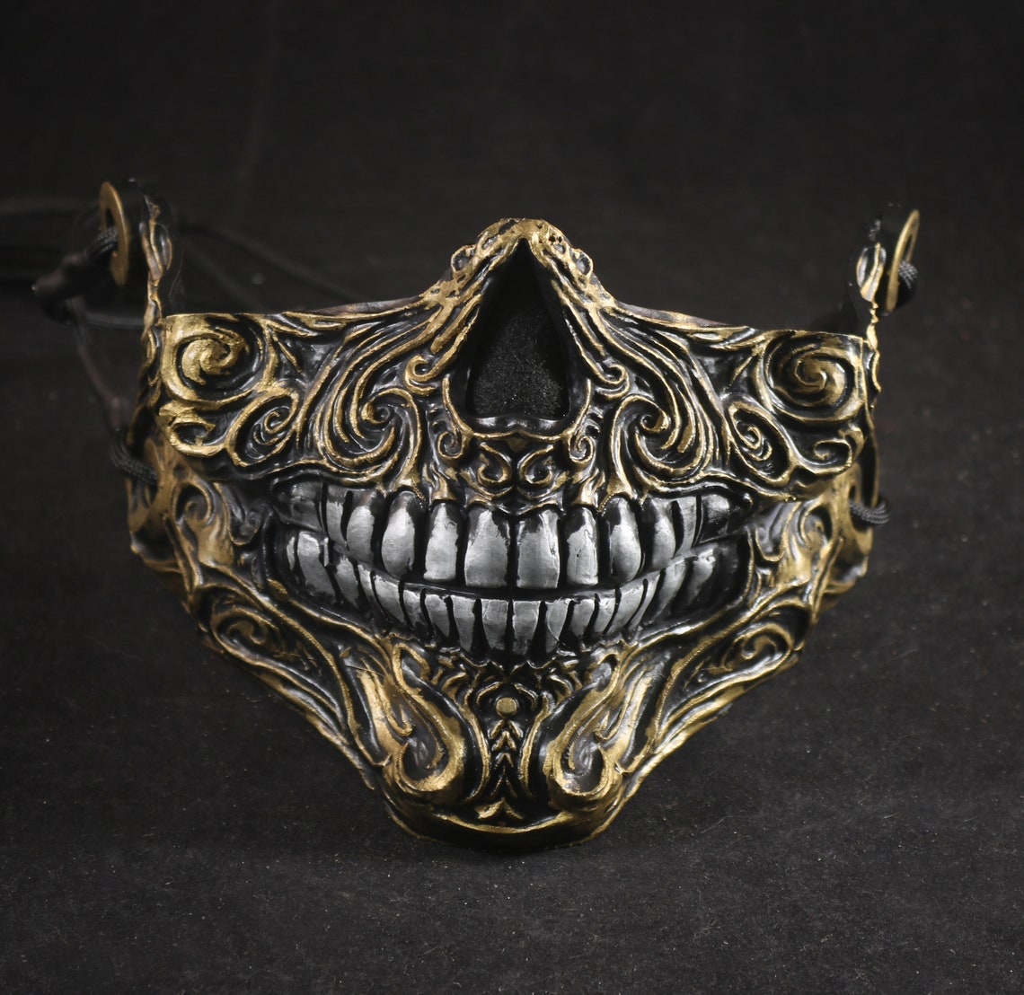 Victorian Skull Half Mask Grayscale Gold and Silver - Etsy