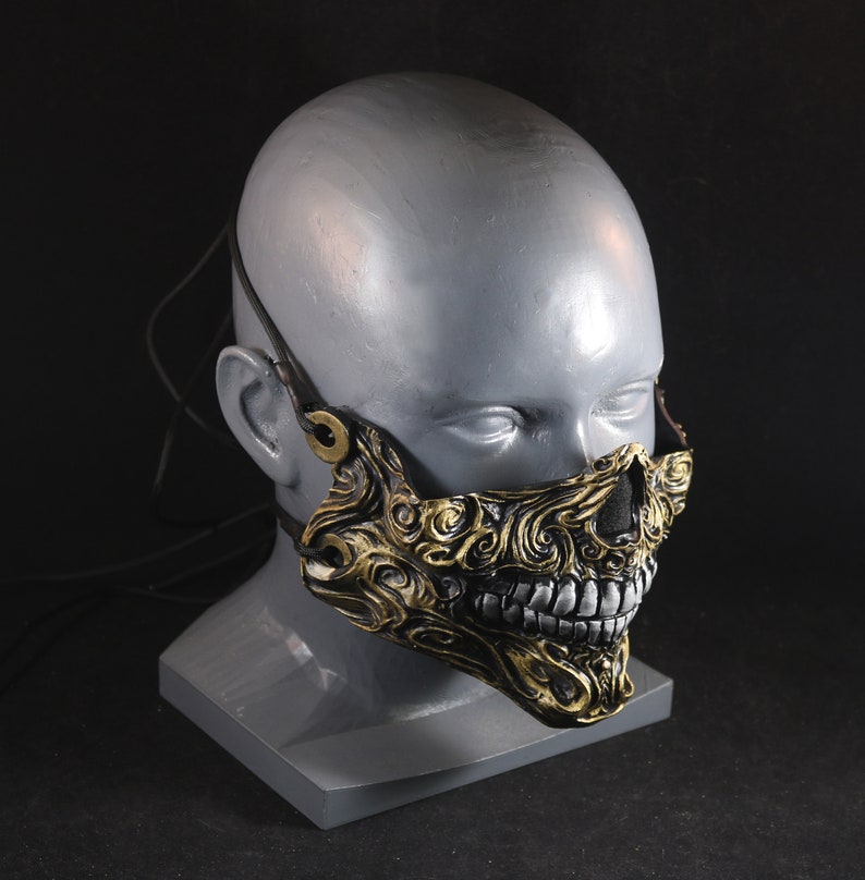 Victorian Skull Half Mask Grayscale Gold and Silver - Etsy