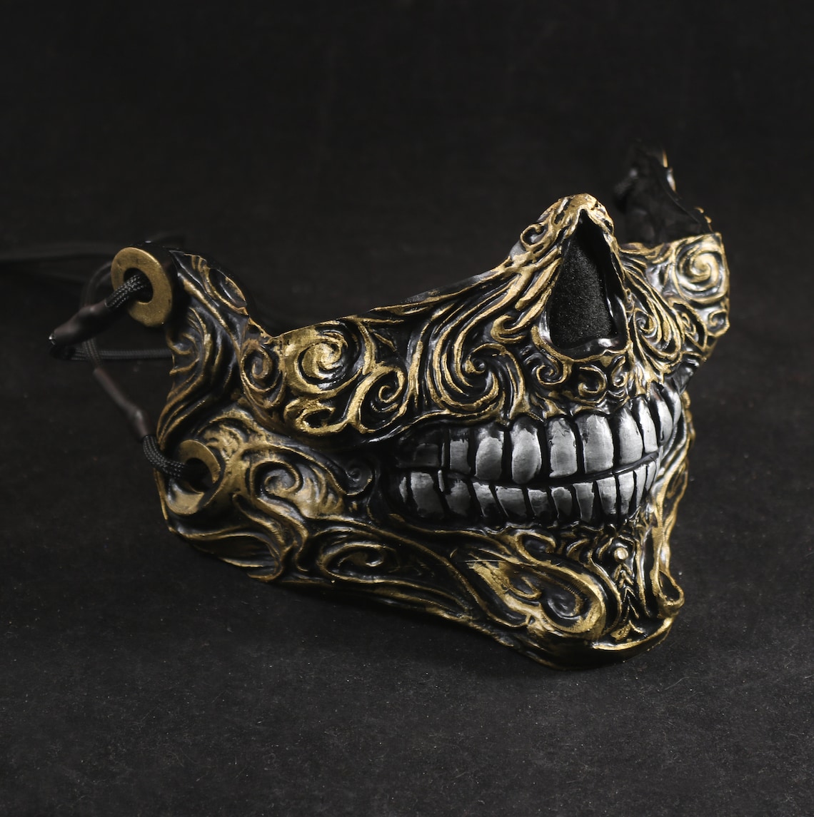 Victorian Skull Half Mask Grayscale Gold and Silver - Etsy