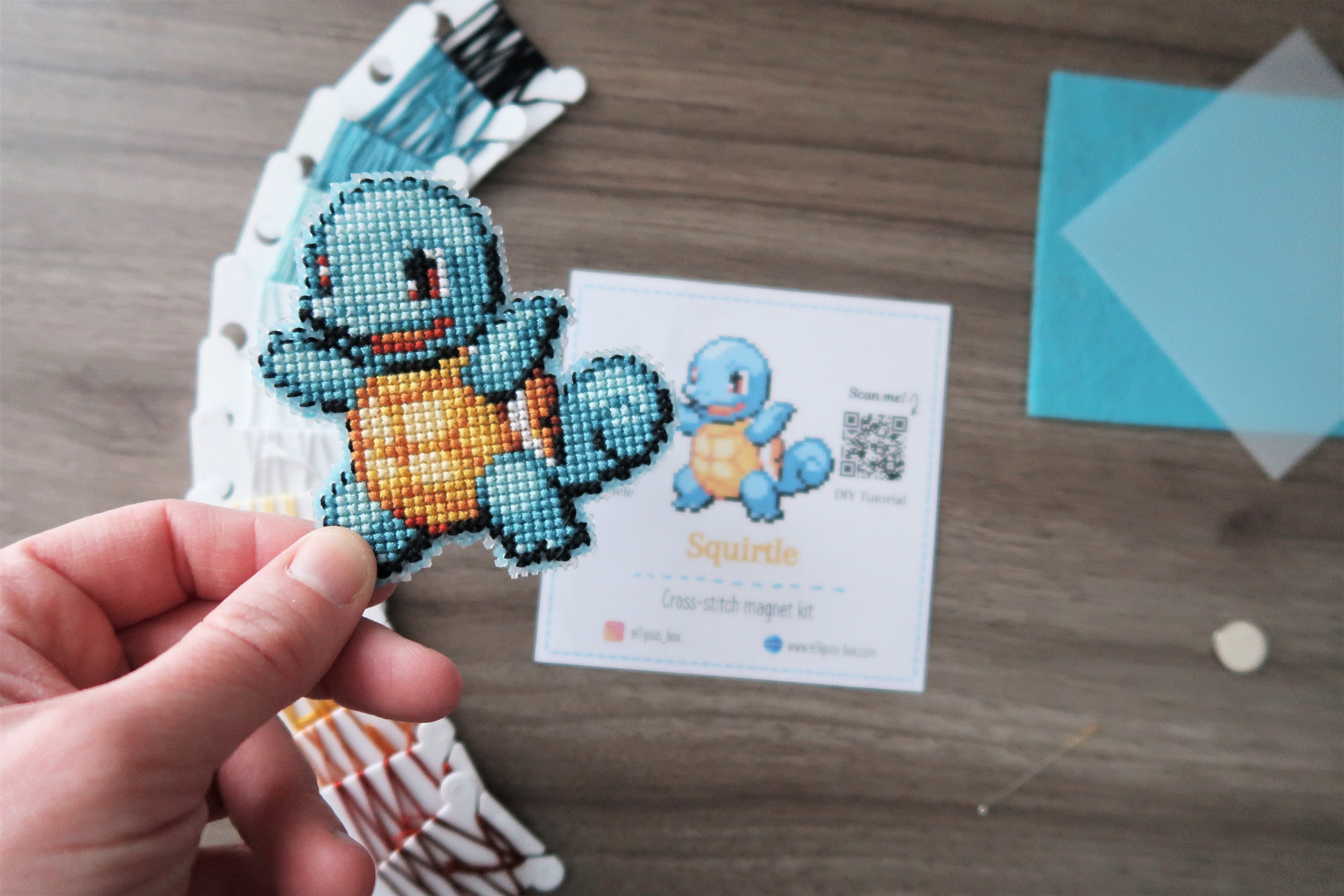 Squirtle Cross Stitch Magnet Kit Sprite Starter Video Game Plastic ...