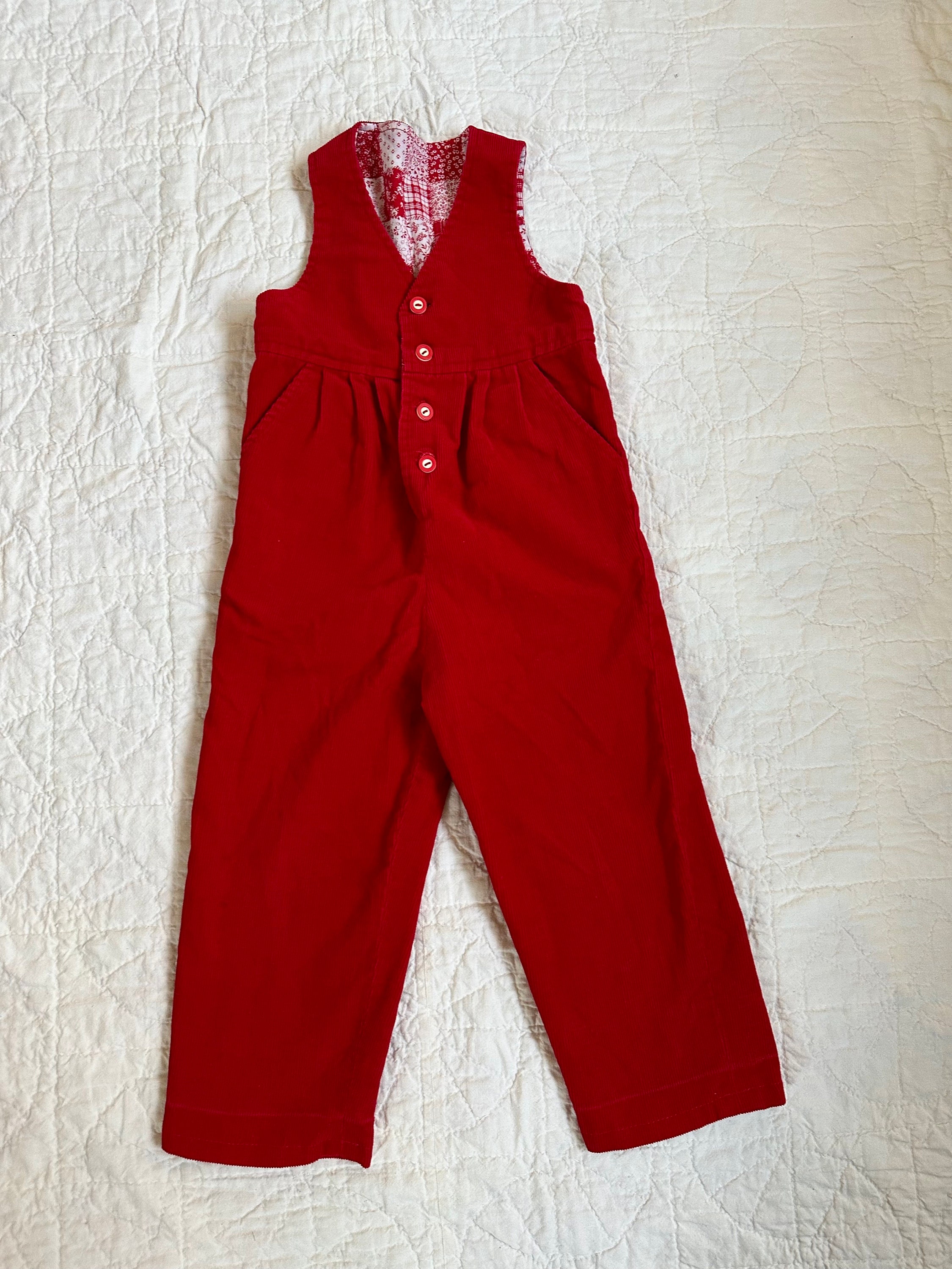 Vintage Red Corduroy Overalls 3T - Etsy