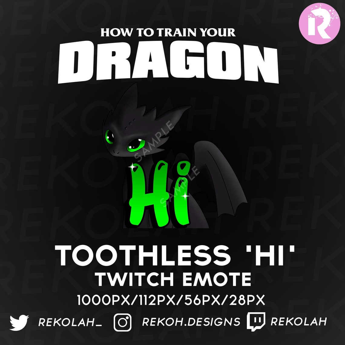 Premade How to Train Your Dragon Toothless Hi Emote - Twitch Sub/bit ...
