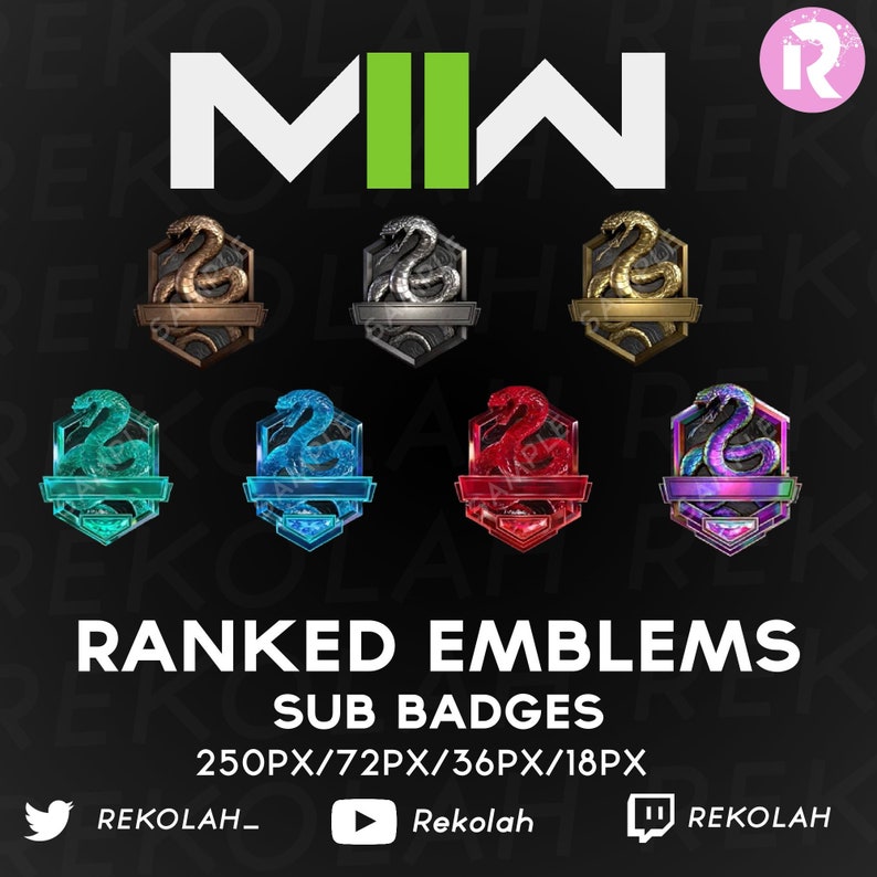 Cod MW2 Ranked Badges Twitch Sub/bit Badges/emotes for - Etsy Canada