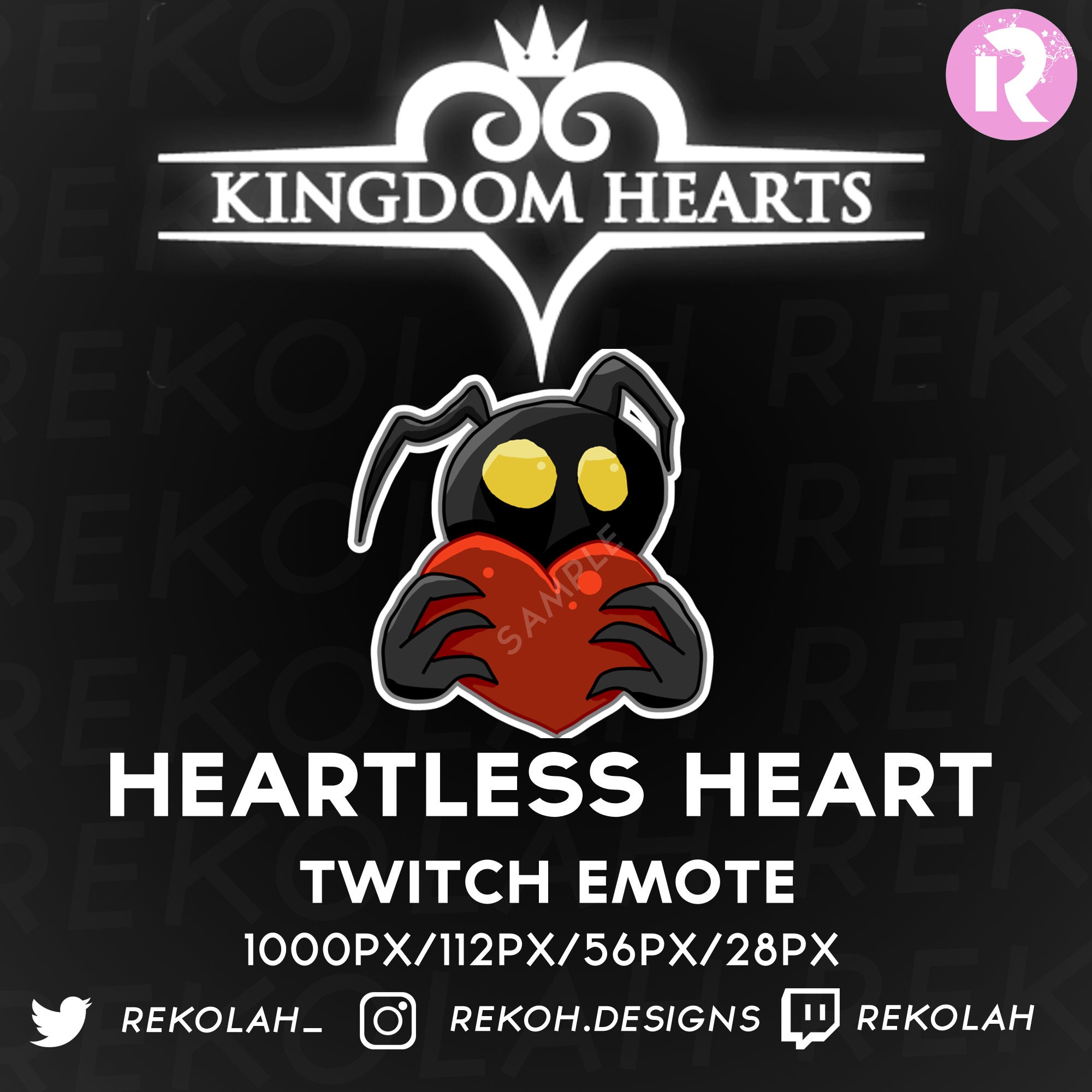 Premade Kingdom Hearts Heartless Heart Emote - Twitch Sub/bit Badges ...