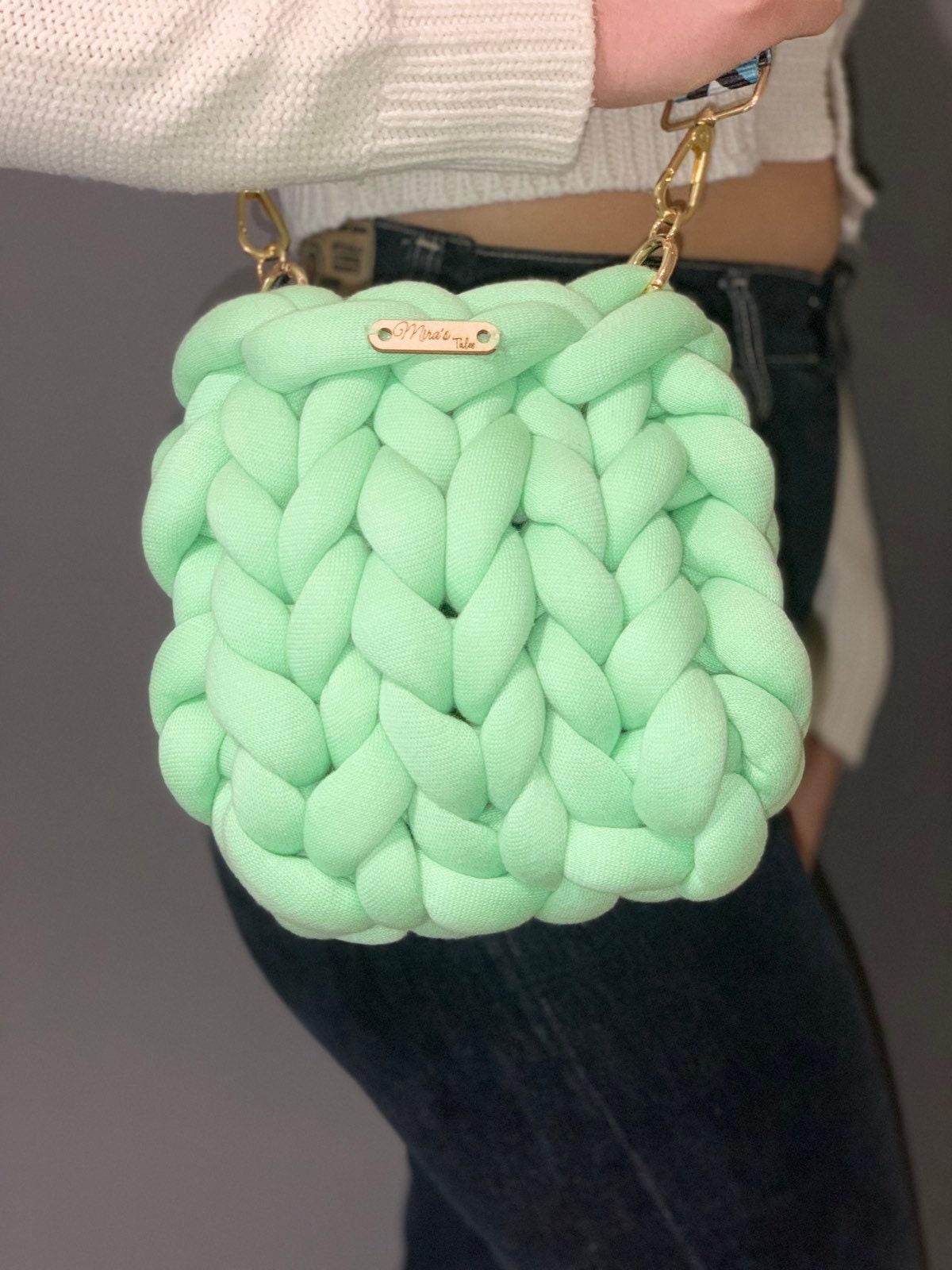 Marshmallow Bag.luxury Knitted Sholder Bag. Handmade Bag, Small Knitted ...