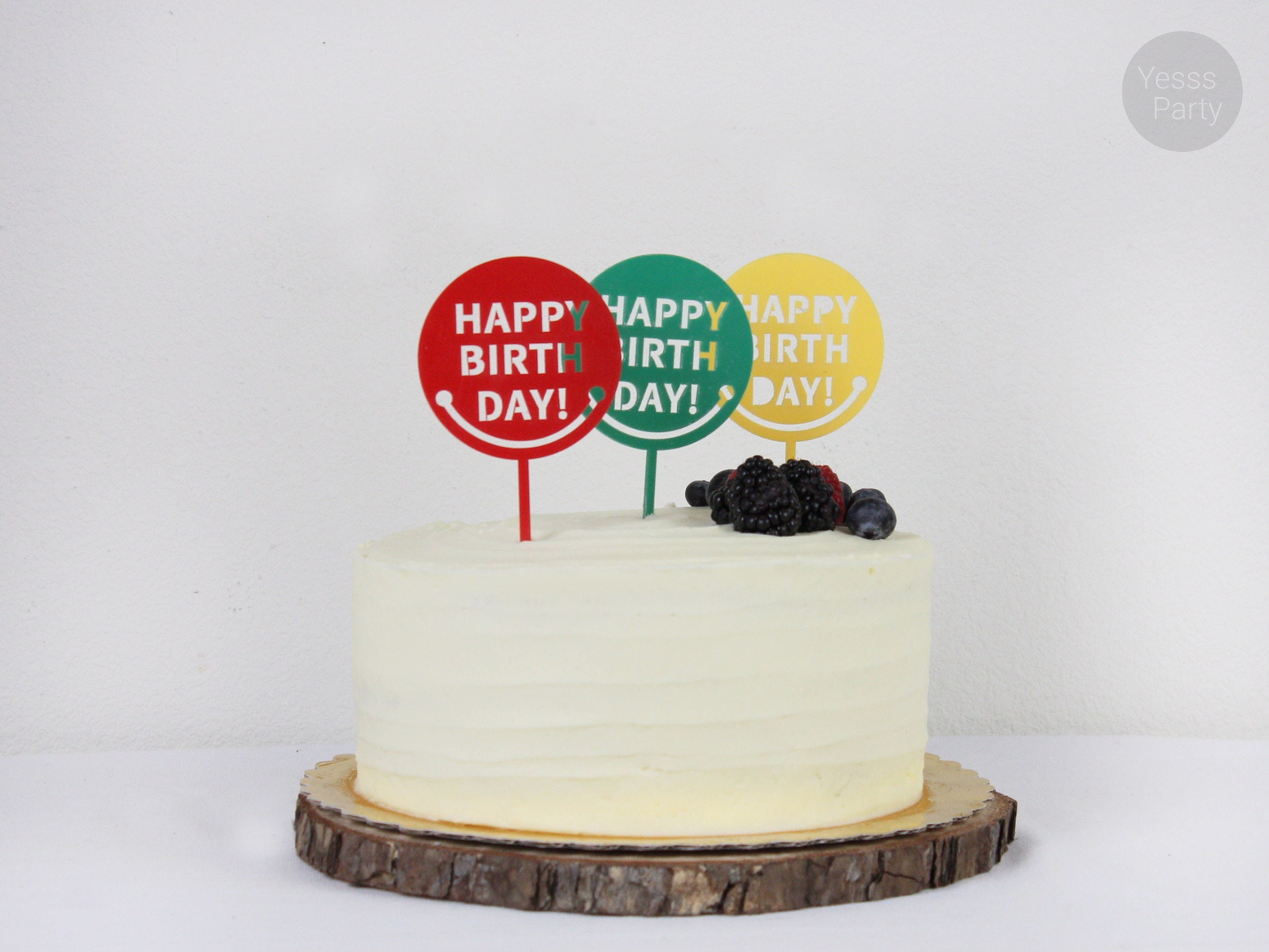 Happy Birthday Cake Topper Smiley Face Cake Topper Three in One - Etsy