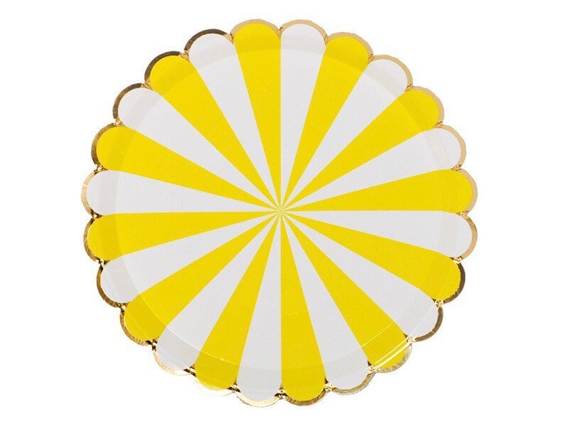 Yellow and White Stripe Paper Plates - Etsy