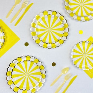 Yellow and White Stripe Paper Plates - Etsy