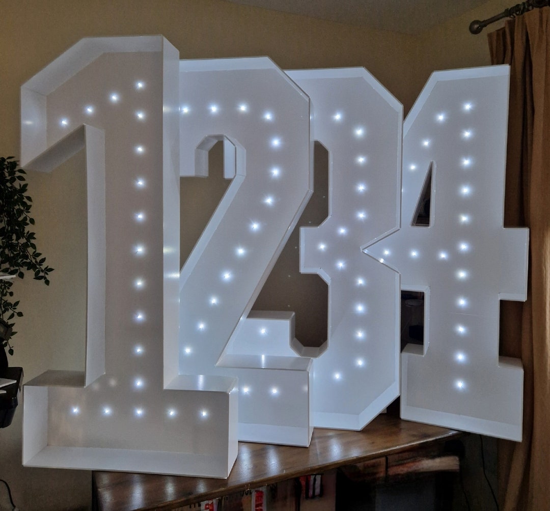 4ft Foamboards Plug Ins Numbers/letters White With LED Lights, Light up ...