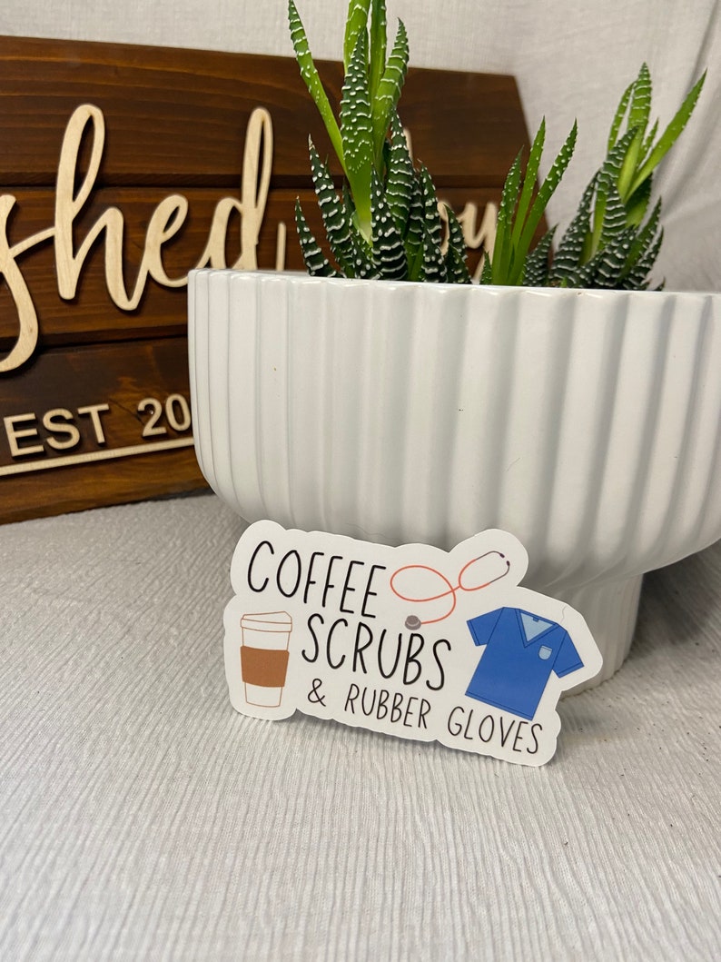 Coffee Scrubs and Rubber Gloves Sticker Vinyl Decal With - Etsy