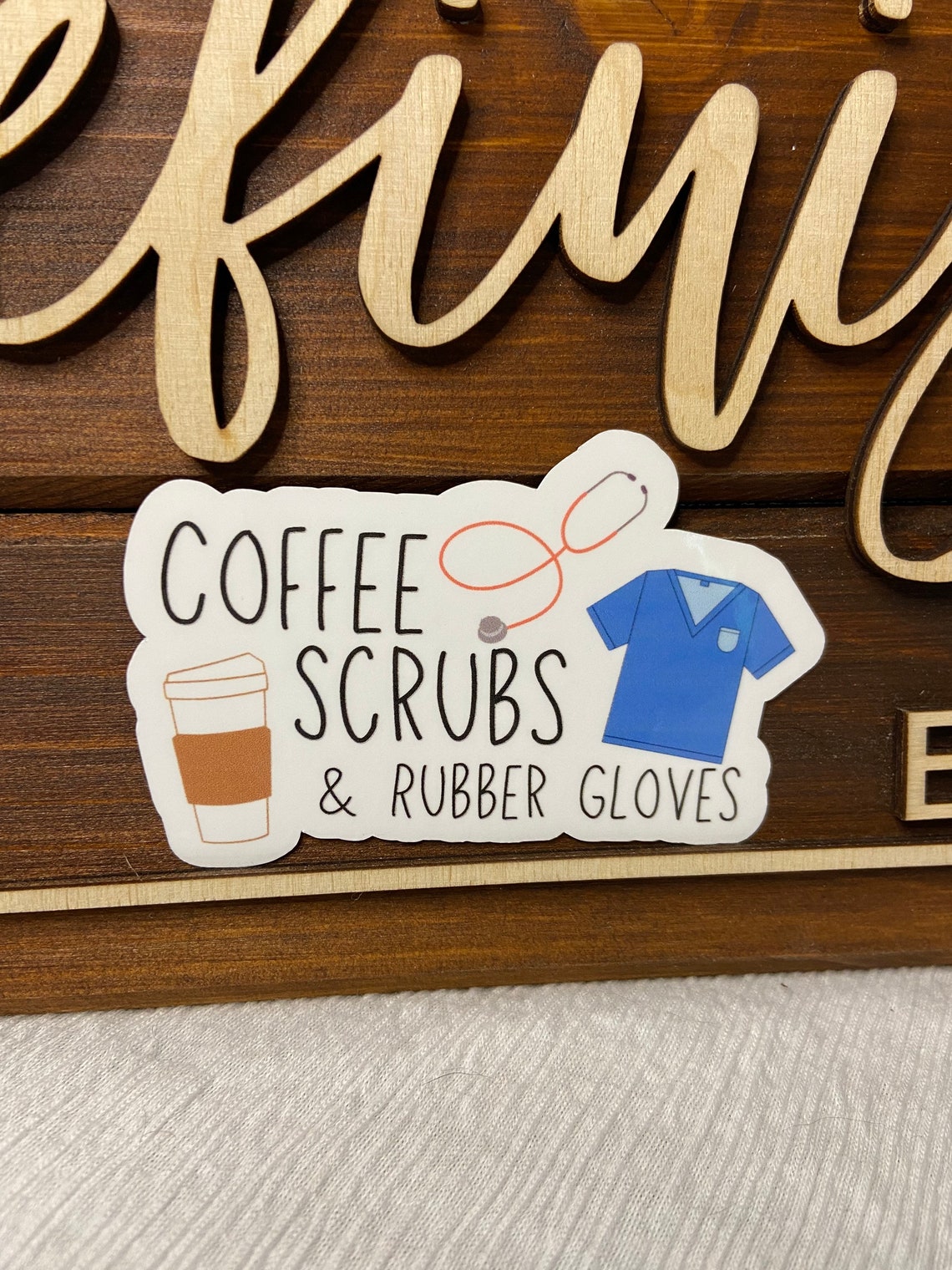 Coffee Scrubs and Rubber Gloves Sticker Vinyl Decal With - Etsy