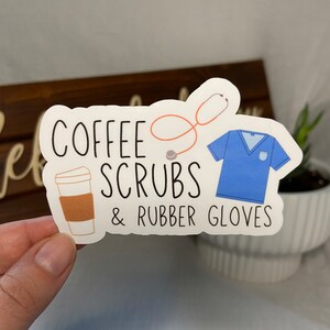 Coffee Scrubs and Rubber Gloves Sticker Vinyl Decal With - Etsy
