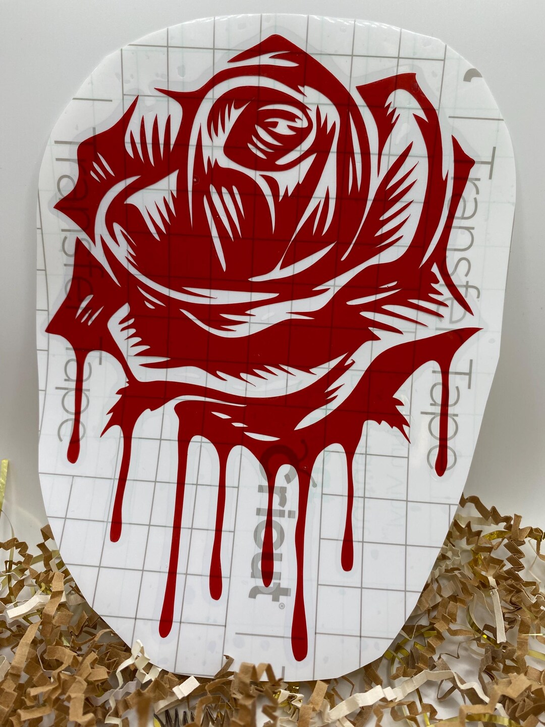 Big Red Permanent Vinyl Rose | Red Decal for Laptop, Car Window, Laptop ...