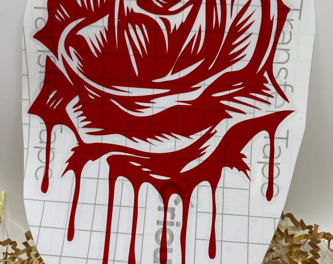Big Red Permanent Vinyl Rose | Red Decal for Laptop, Car Window, Laptop ...