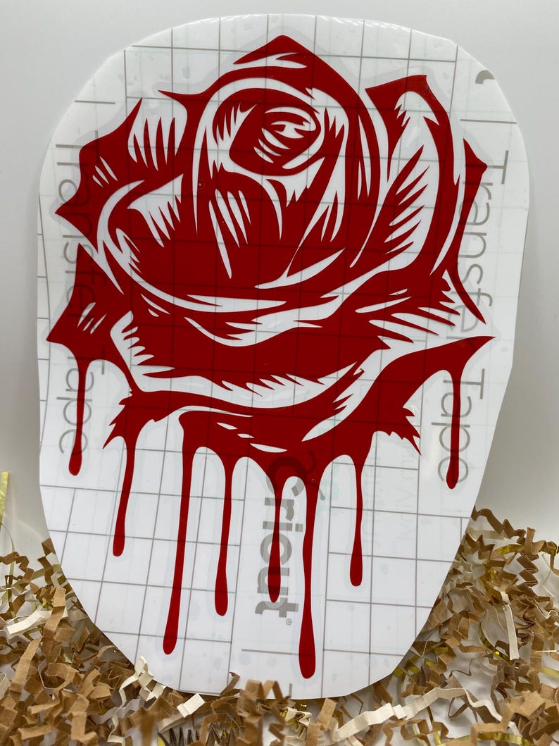 Big Red Permanent Vinyl Rose | Red Decal for Laptop, Car Window, Laptop ...
