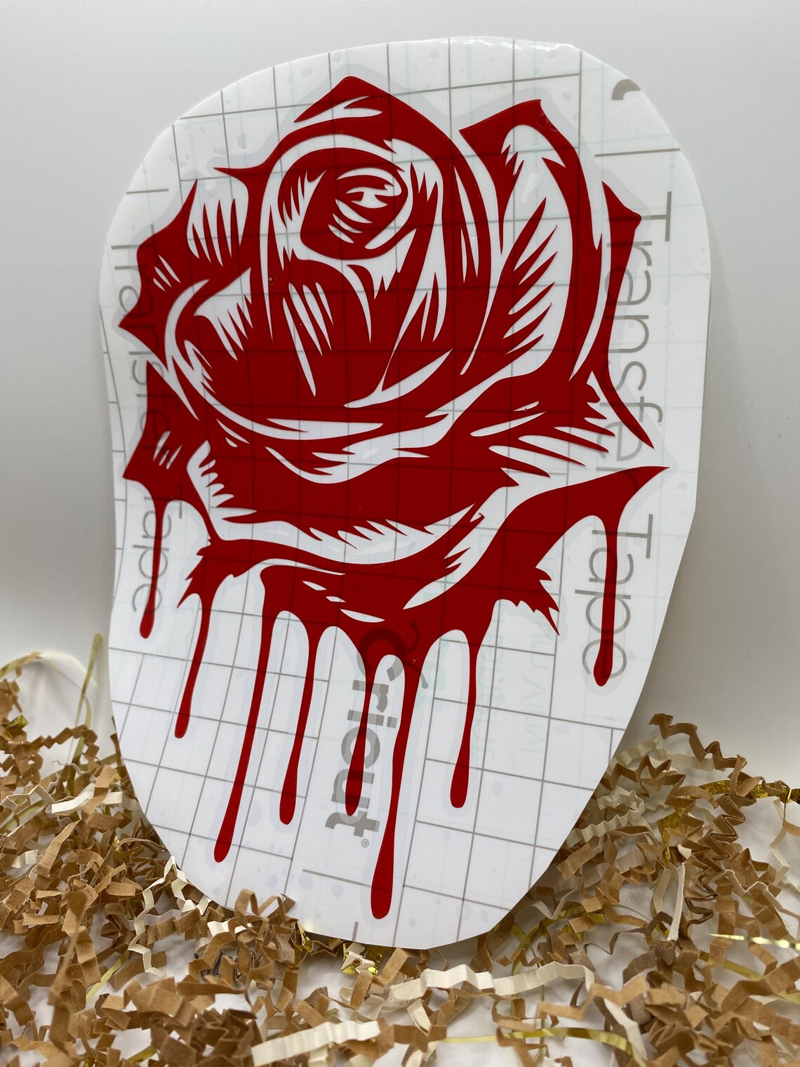 Big Red Permanent Vinyl Rose | Red Decal for Laptop, Car Window, Laptop ...