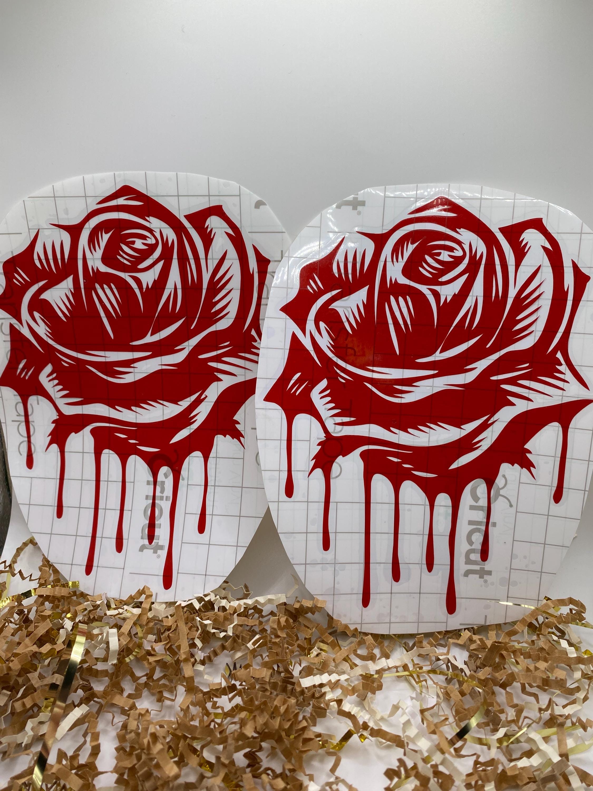 Big Red Permanent Vinyl Rose | Red Decal for Laptop, Car Window, Laptop ...