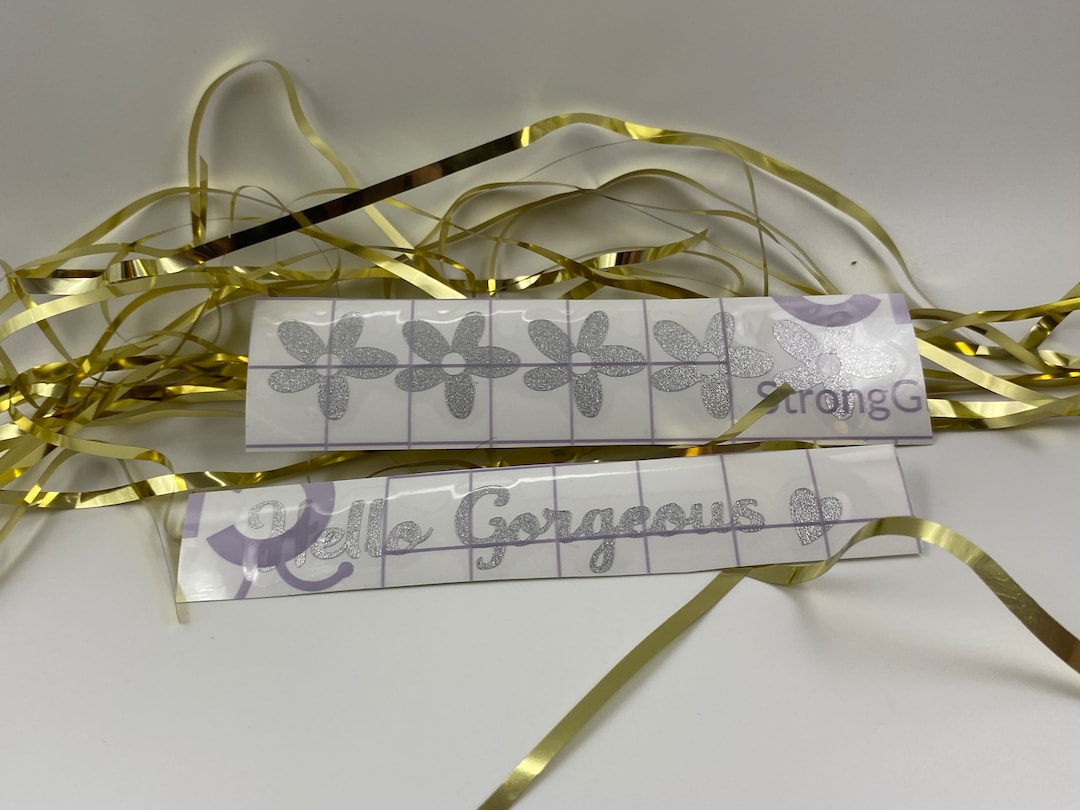 Silver Sparkles Floral Daisy Cursive Car Decal Silver Sparkles ...