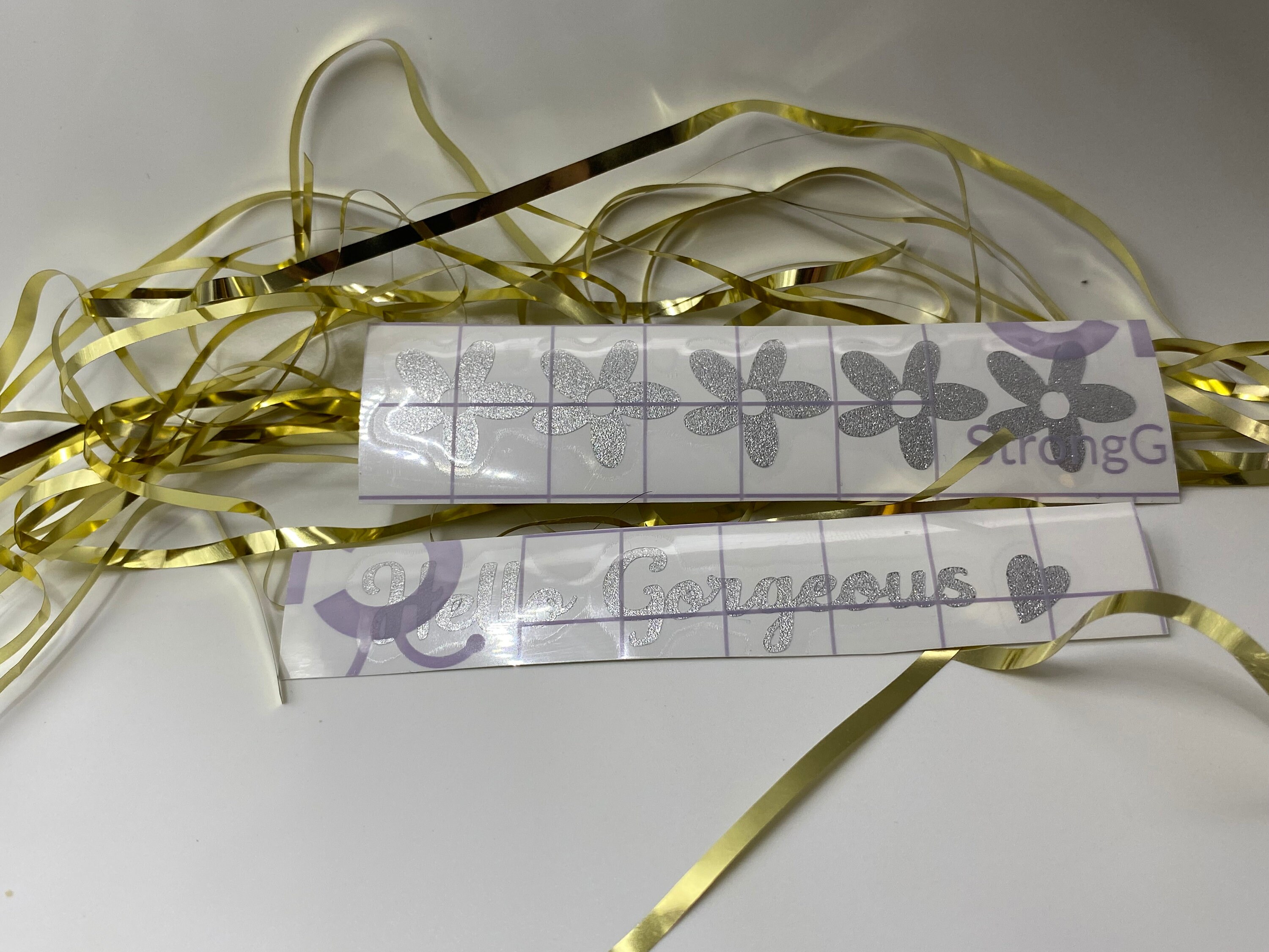 Silver Sparkles Floral Daisy Cursive Car Decal Silver Sparkles ...