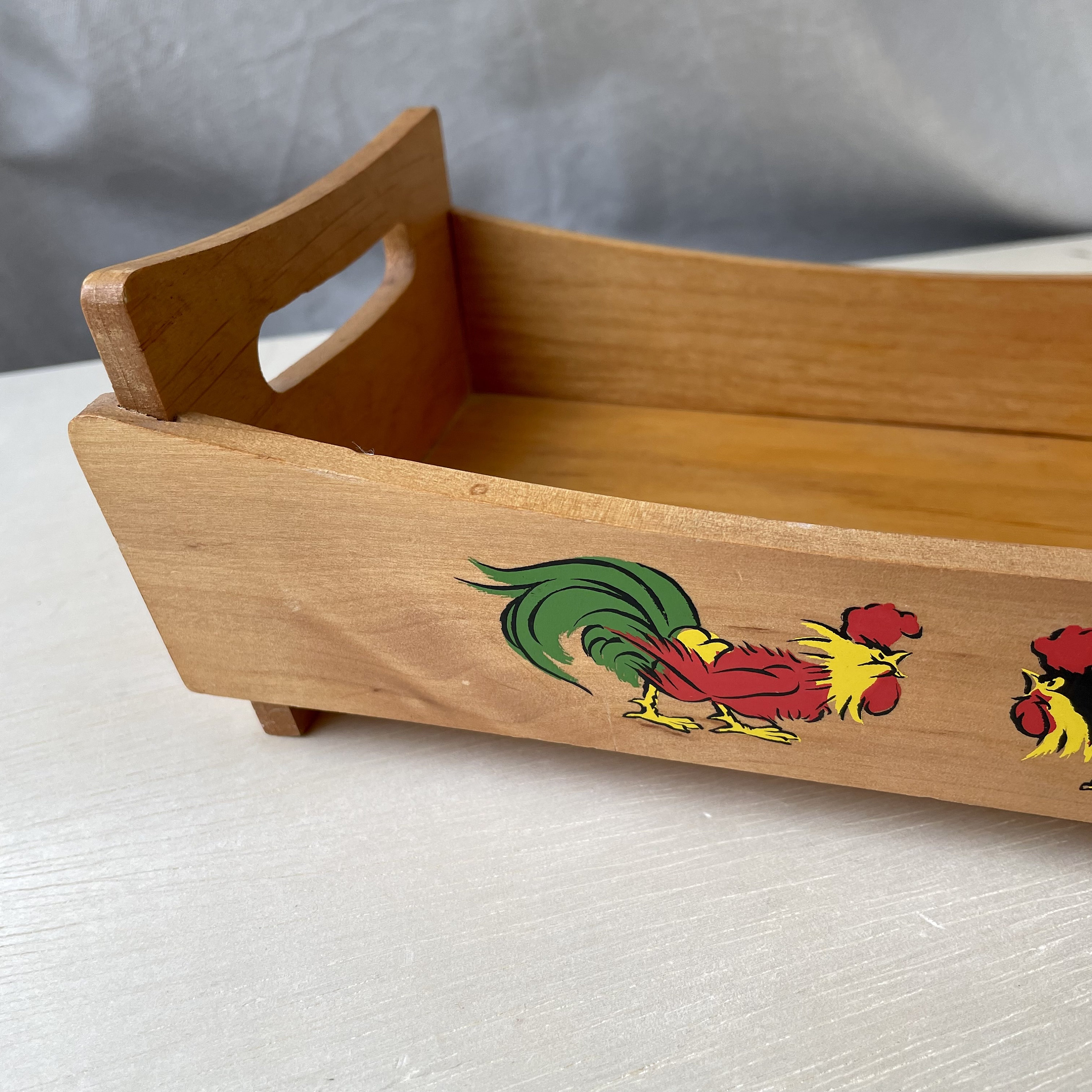 Vintage Wooden Rooster Tray: MCM Kitchen Centerpiece - Etsy