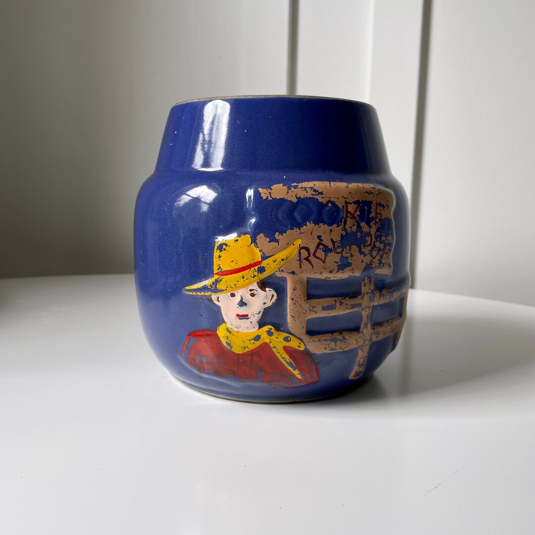 Vintage Cookie Jar, Cowboy Decor, Cowboy Kitchen Decor, Kid's Cowboy ...