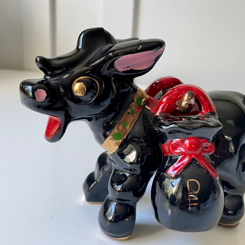 Vintage Japanese Ceramic Donkey Salt and Pepper Shakers, Redware Donkey ...