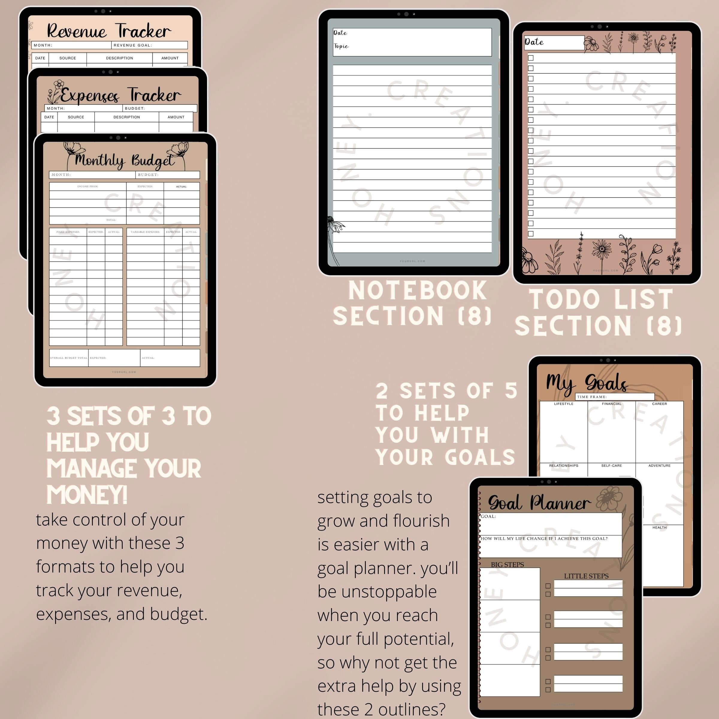 Neutral Digital Planner, Boho Goodnotes Planner , Floral Notability ...