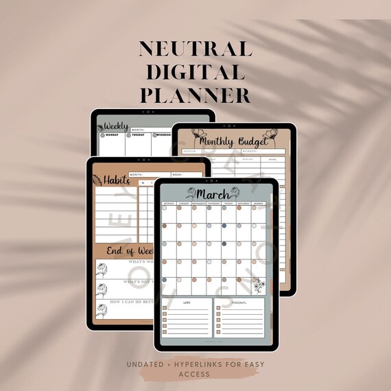 Neutral Digital Planner Boho Goodnotes Planner Floral | Etsy