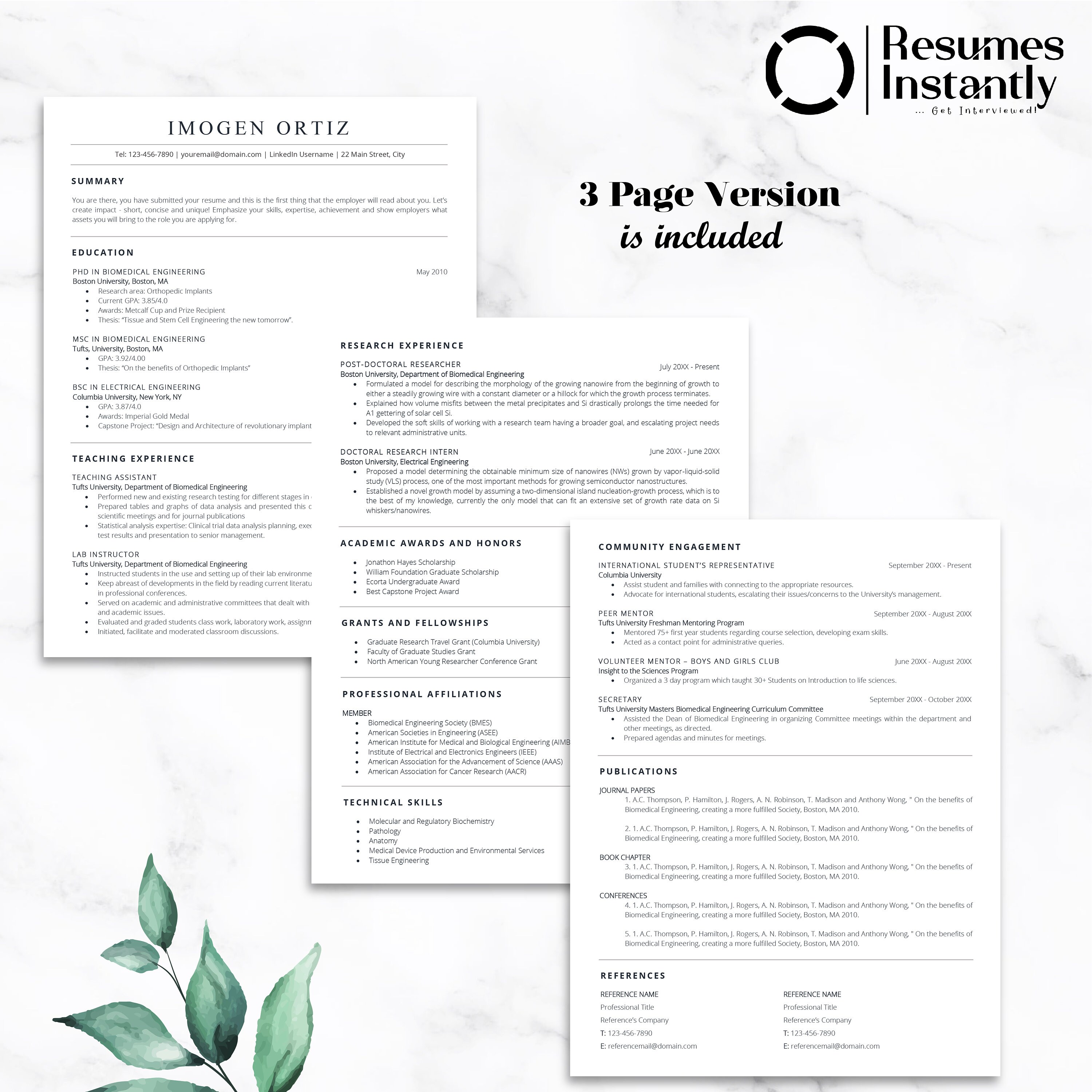 Plantilla de CV ATS, CV ATS, Plantilla de CV moderna, CV de profesor ...