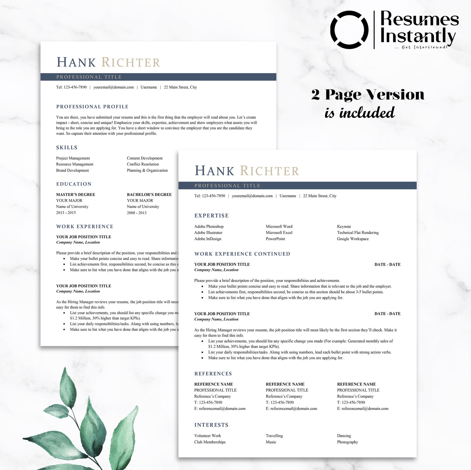 ATS Resume Template, Clean CV Template, Clean Modern Executive Resume ...