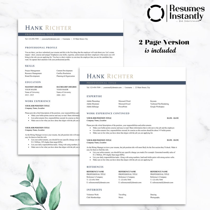 ATS Resume Template, Clean CV Template, Clean Modern Executive Resume ...