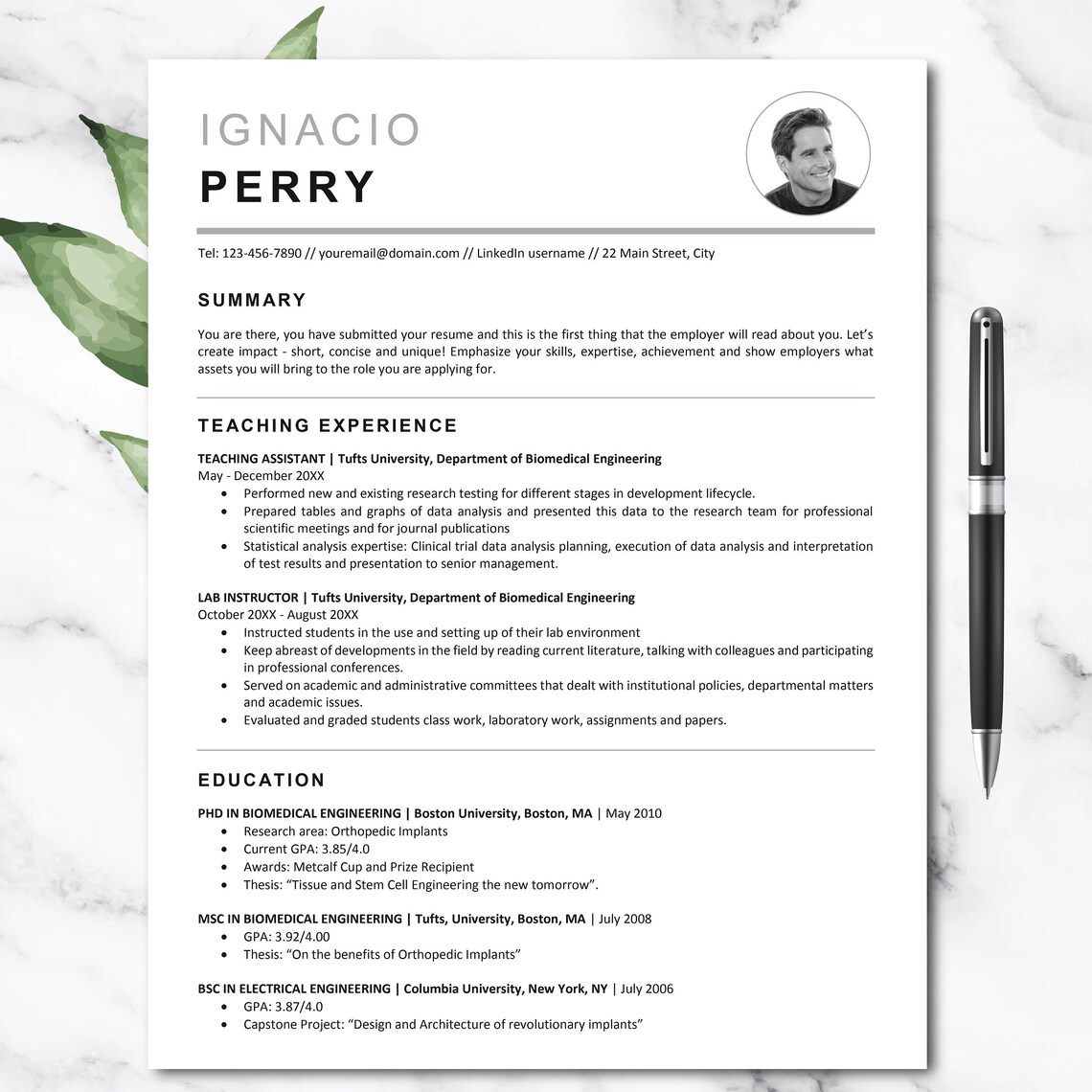 Teacher Resume for Word, Teacher CV Template, ATS Resume, Teaching ...