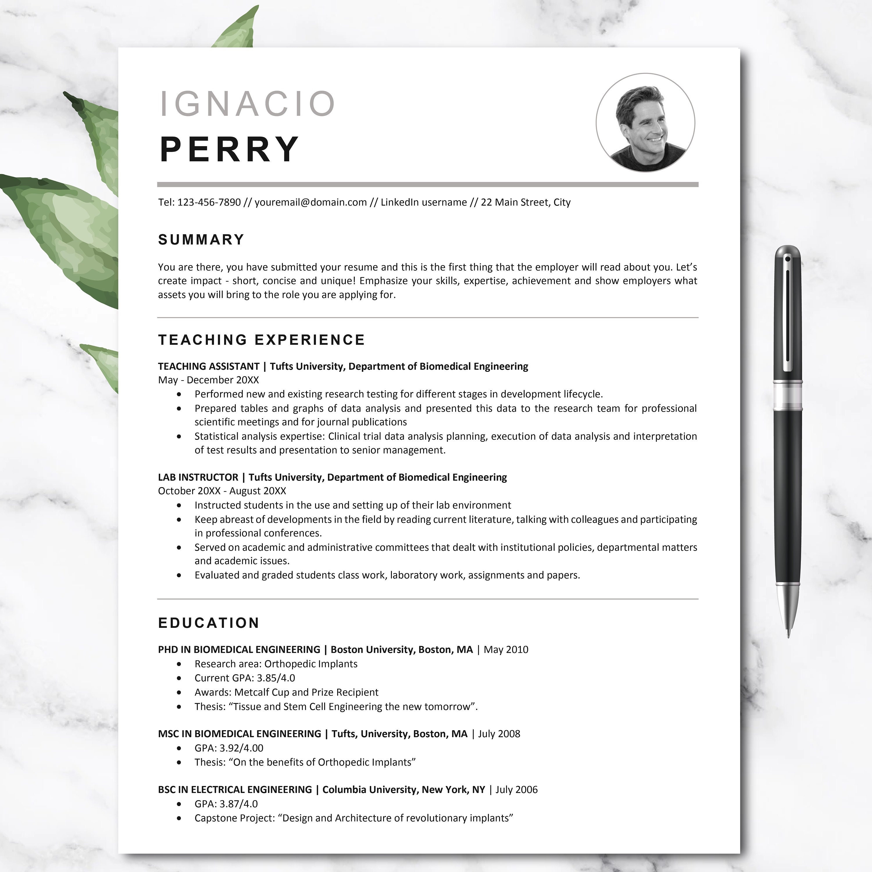 Teacher Resume for Word, Teacher CV Template, ATS Resume, Teaching ...