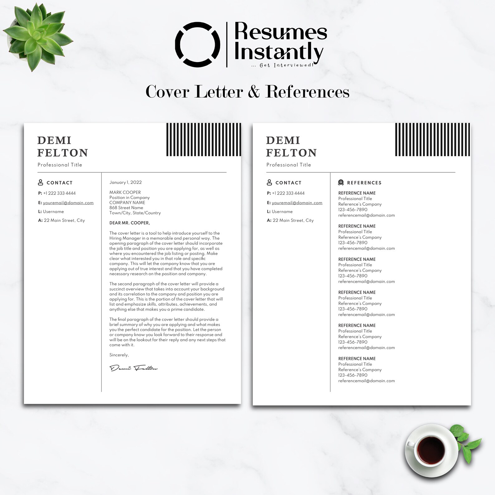 Modern Resume Template for Word, Clean Resume Template, Professional ...