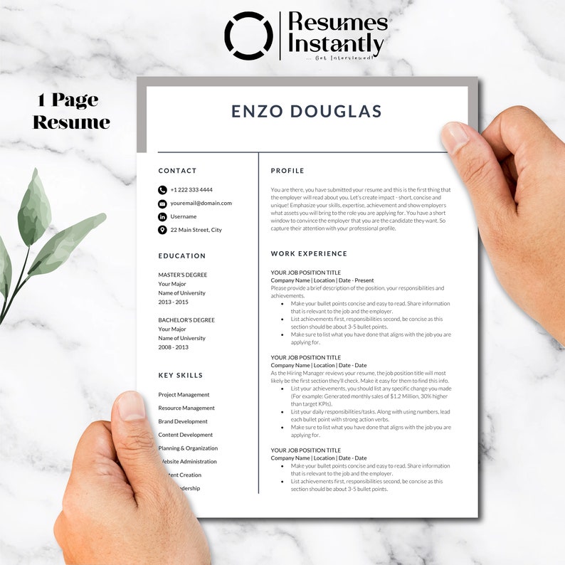 C-level Executive Resume Template for Word, Professional Resume, CEO ...