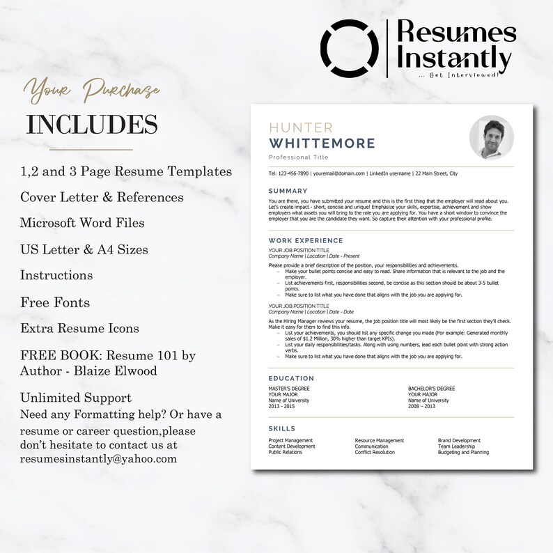 Resume Template With Photo, Resume Template With Picture, Clean Modern ...