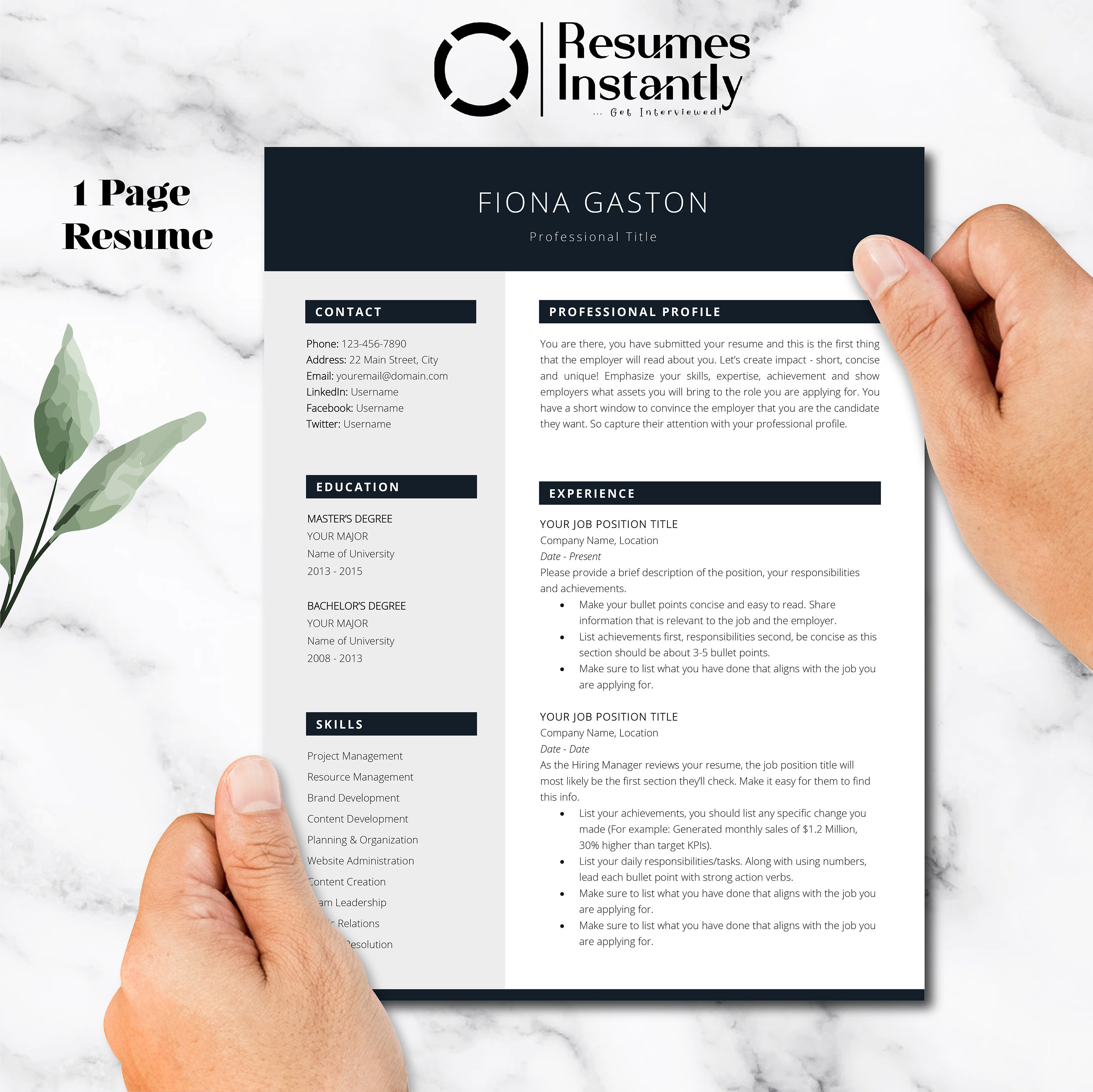 CEO Resume for Word, Executive C Level Resume, Modern Executive Resume ...