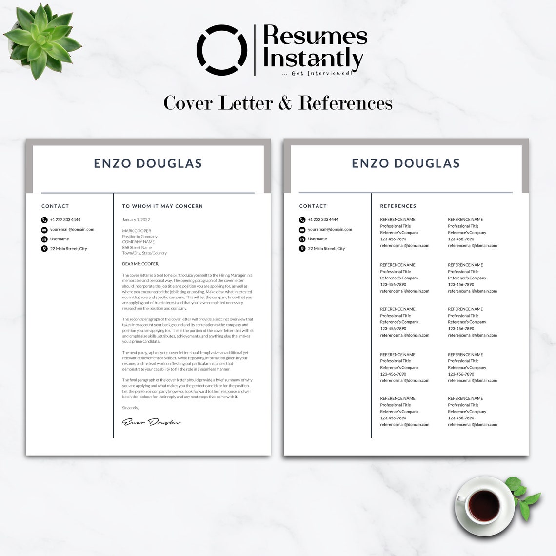 C-level Executive Resume Template for Word, Professional Resume, CEO ...