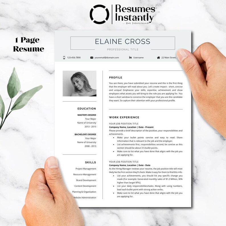 Modern Resume Template for Word, Clean Resume, Word Resume ...