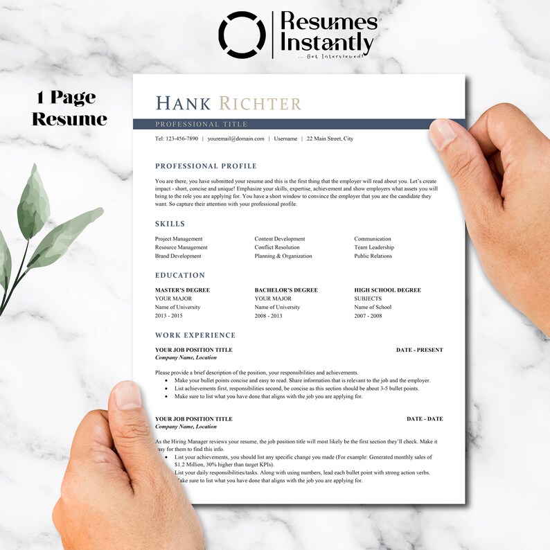 ATS Resume Template, Clean CV Template, Clean Modern Executive Resume ...